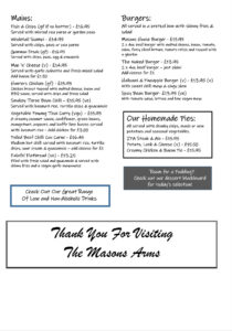 Menu - Masons Arms
